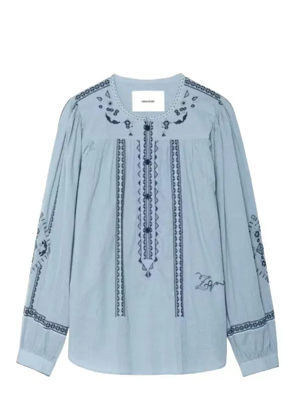 Zadig&Voltaire Embroidered Long Sleeve Top - Blue