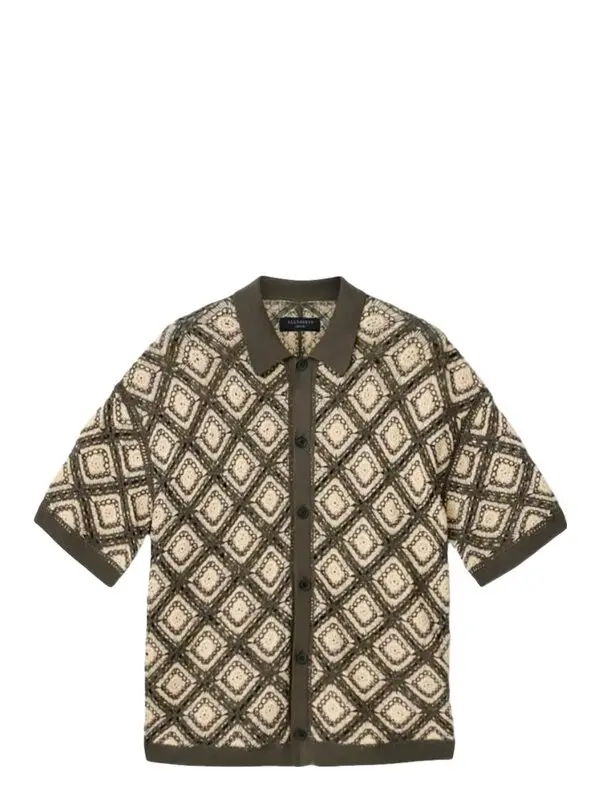 ALLSAINTS Morena Short Sleeve Collared Cardigan - Pitch Green