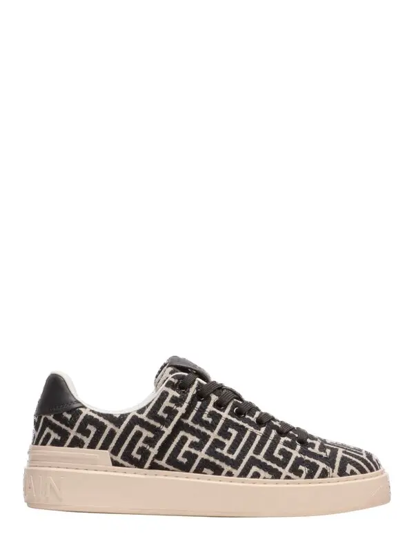 Balmain Monogram Jacquard B-court Sneakers - Black