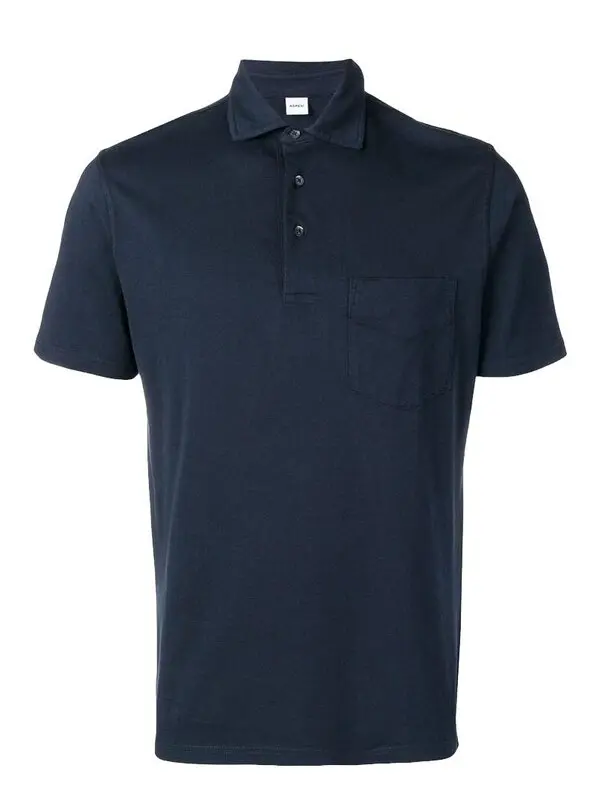 Aspesi Buttoned Short-sleeved Polo Shirt - Black