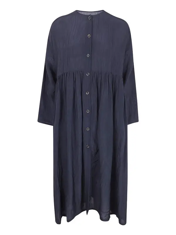 UMA WANG Round Neck Button-front Shirt Dress - Navy