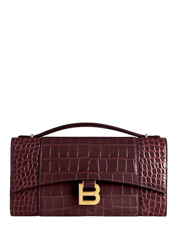 Balenciaga Hourglass Pochette With Chain - Dark Burgundy