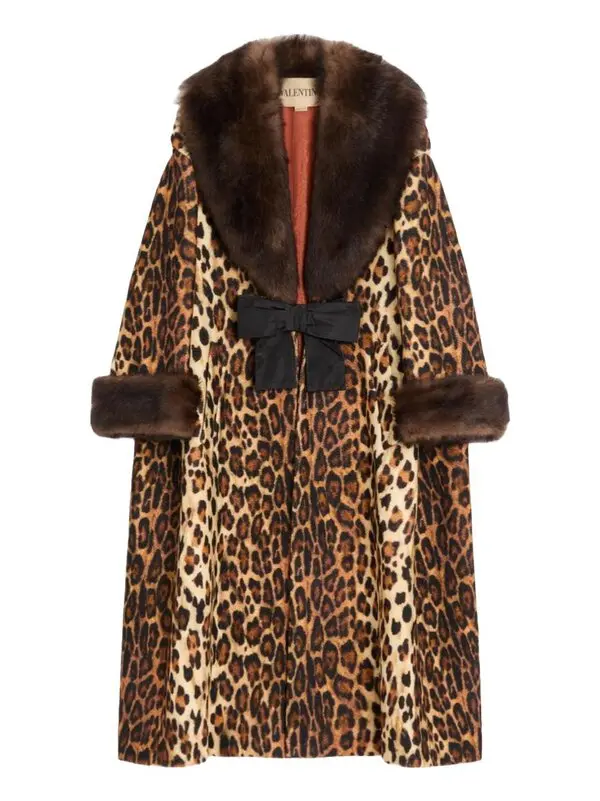 Valentino Garavani Faux Fur Trimmed Coat - Leopard Print