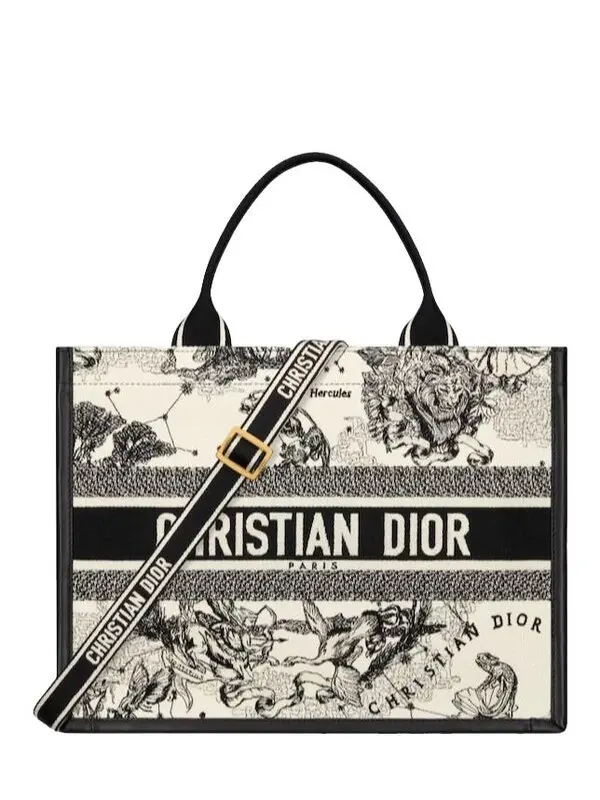 Dior Medium Book Tote - Latte/black