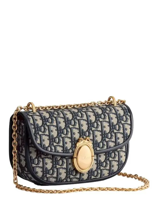 Dior Small Medaillon Flap Bag With Chain - Blue
