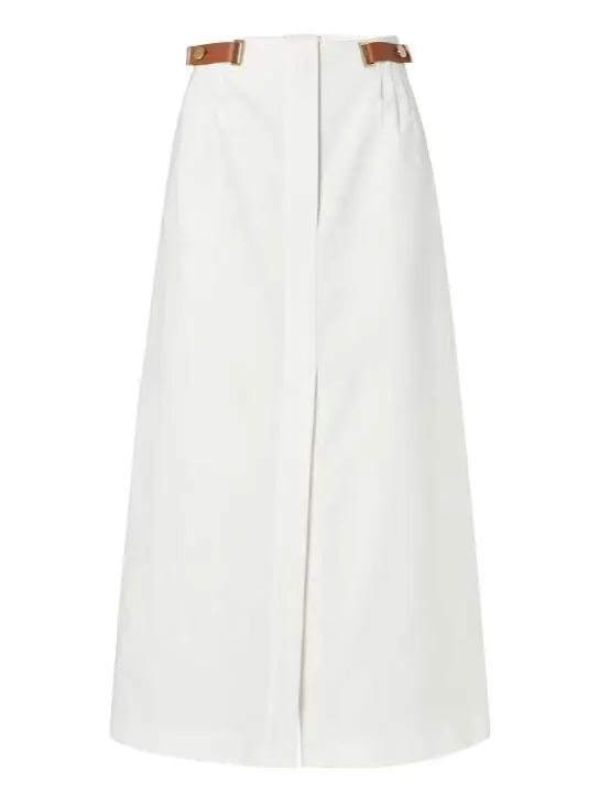 Fendi Linen And Cotton Blend Midi Skirt - White