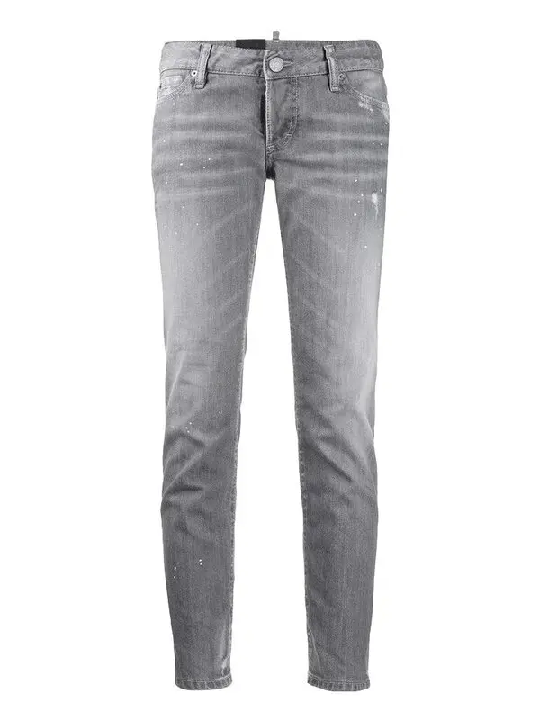 Dsquared2 Grey Cotton Denim Slim-fit Low-rise Trousers - Gray