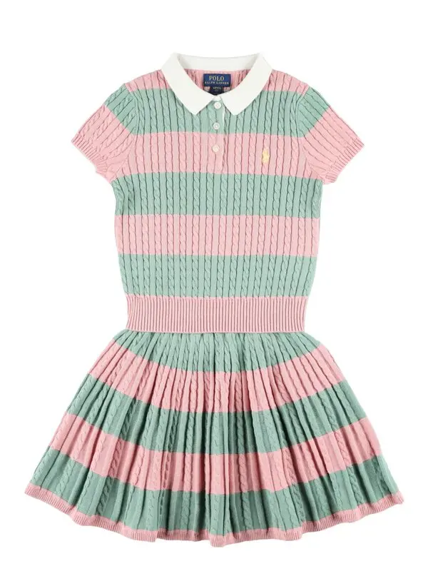 Polo Ralph Lauren Striped Knit Top And Skirt Set - Green
