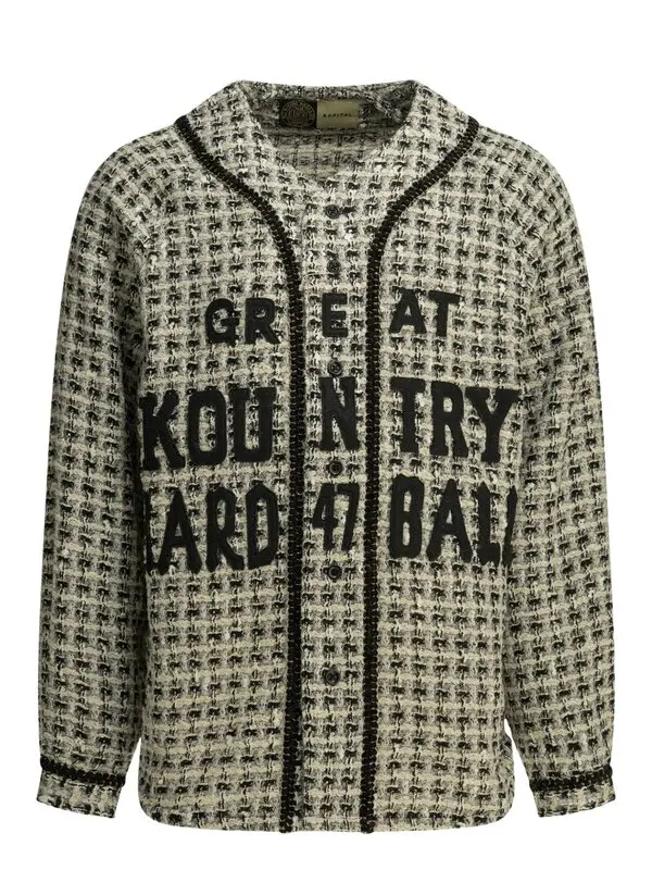 Kapital Long-sleeved Tweed Cardigan With Applique Detailing - Grey