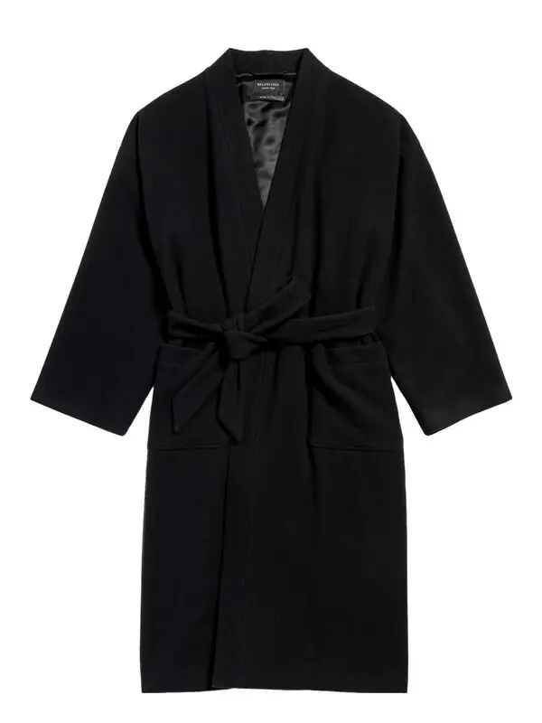 Balenciaga Belted Robe Coat - Black
