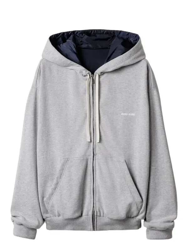 Miu Miu Jersey And Technical Pongé Reversible Blouson Jacket - Gray-blue