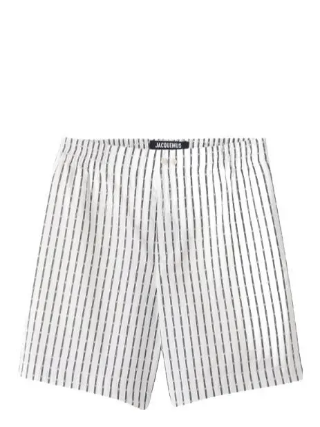 Jacquemus Striped Elastic Waist Shorts - White