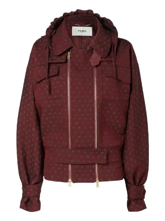 Fendi Printed Wool Blouson - Wine Red