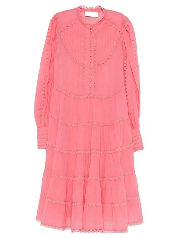 ERMANNO FIRENZE Layered Lace Midi Dress - Rosa Bubble