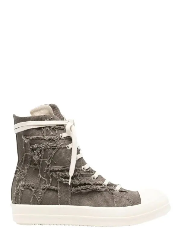 Rick Owens Distressed High-top Sneakers - White