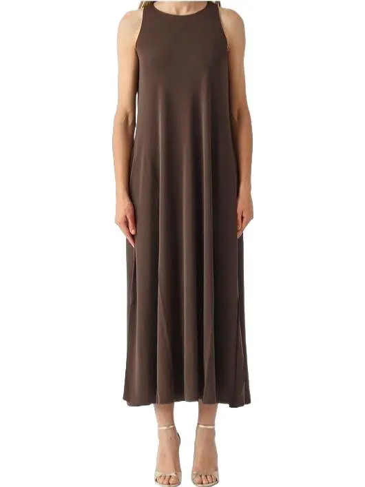 Max Mara Sleeveless Maxi Dress With Pockets - Brown