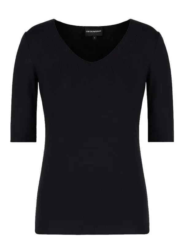 Emporio Armani Mid-sleeve Knitted T-shirt - Blue