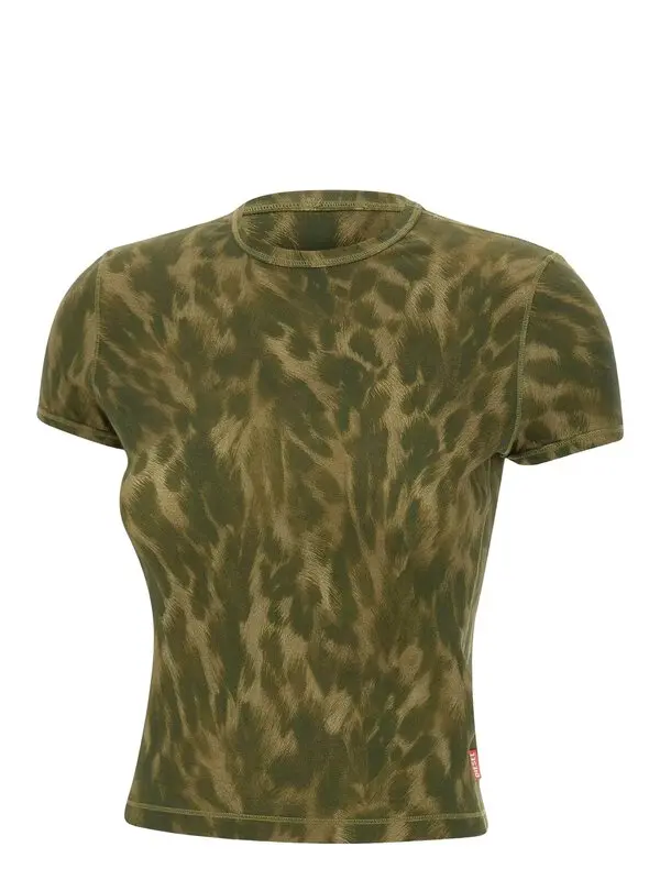 DIESEL® Animal-print Stretch Jersey T-shirt - Green
