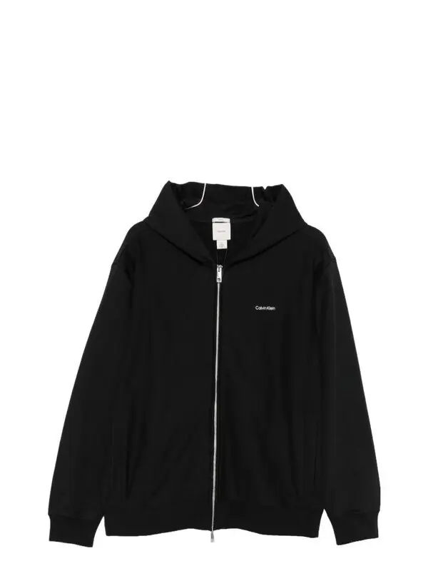 Calvin Klein Embroidered Logo Zip-up Hoodie - Black