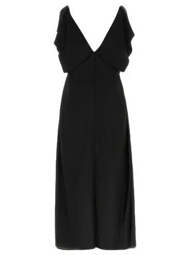 JIL SANDER V-neck Ruffle Dress - Black