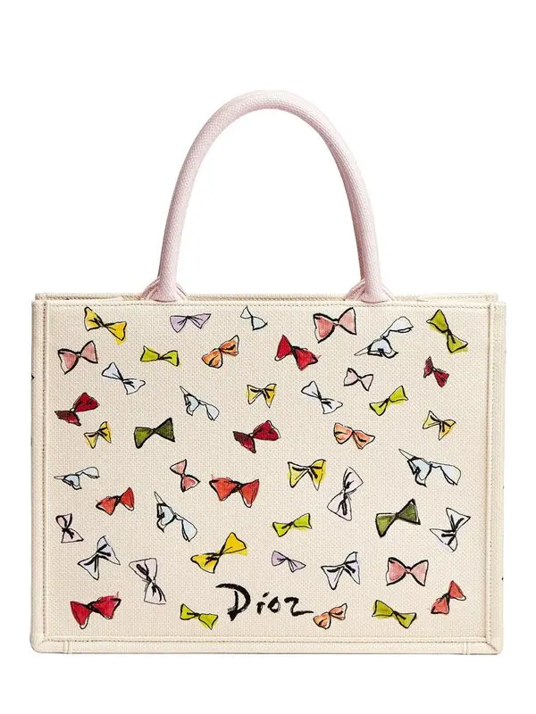 Dior Book Tote With Strap - White
