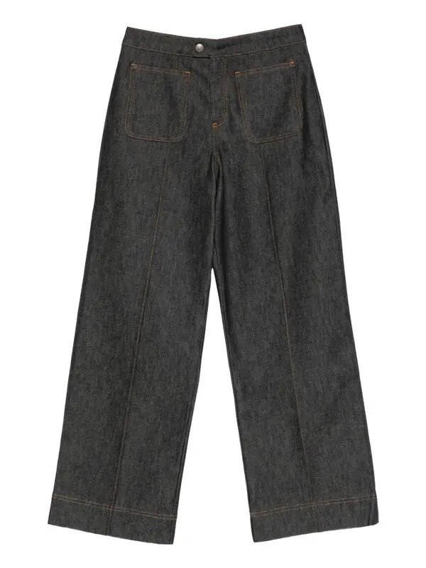 Soeur Patchwork Wide-leg Jeans - Black