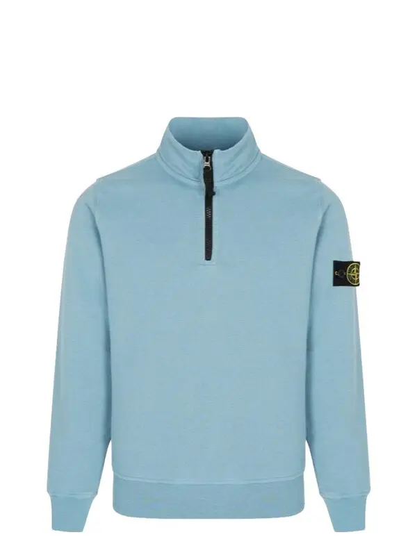 Stone Island Half-zip Hoodie With Stand Collar - Blue