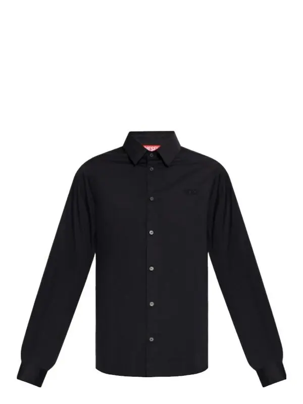 DIESEL® S-kinny-epcl Logo-embroidered Shirt - Black