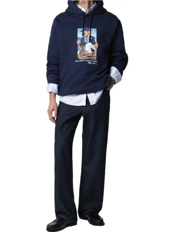 Polo Ralph Lauren Hooded Sweatshirt With Polo Bear Graphic - Navy