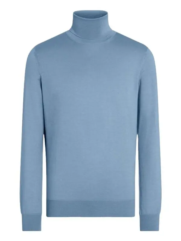 Zegna Ribbed Turtleneck Long-sleeved Jumper - Light Hemp Blue