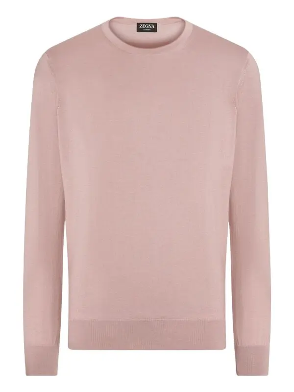 Zegna Ribbed Crewneck Sweater - Light Pink Mixed Colors
