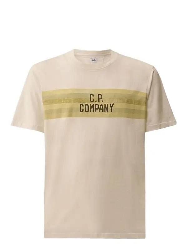 C.P. COMPANY Striped Logo T-shirt - Nude