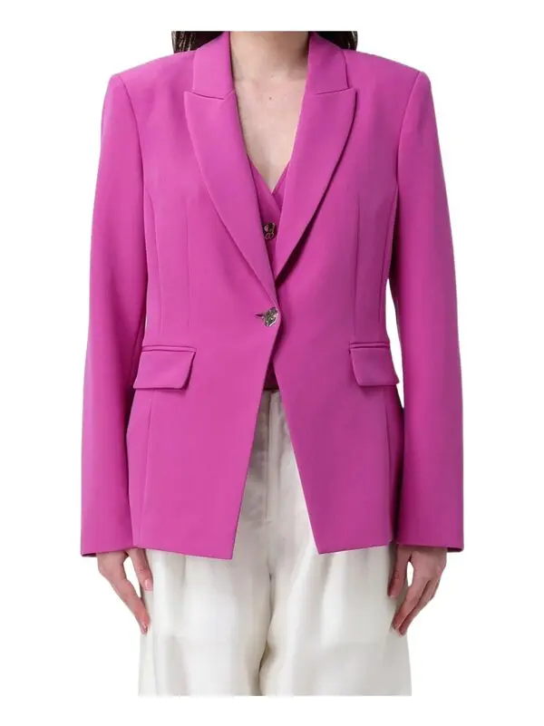 Liu Jo Long Sleeve V-neck Jacket With Button Placket And Flap Pockets - Pink
