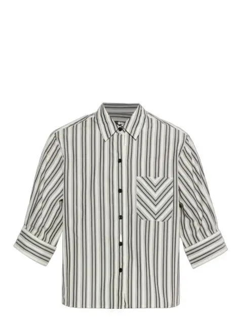 RAG  BONE Rag & Bone Striped Shirt With Lapel And Button Closures - Gray