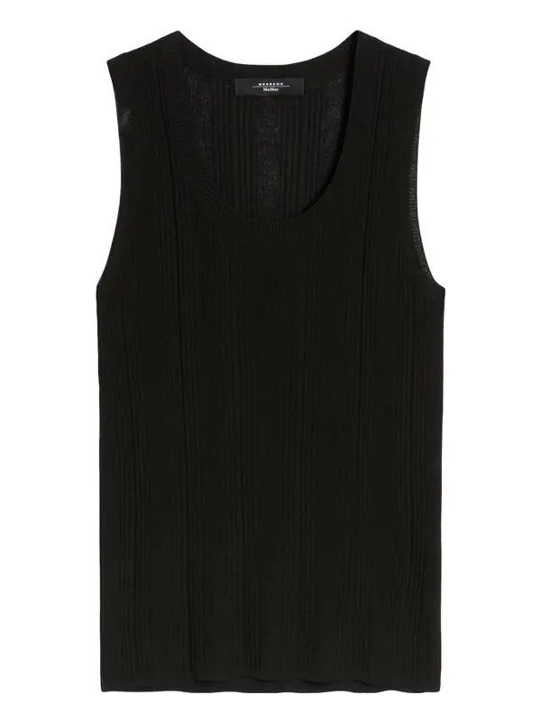 Max Mara Sleeveless Ribbed Knit Top - Black