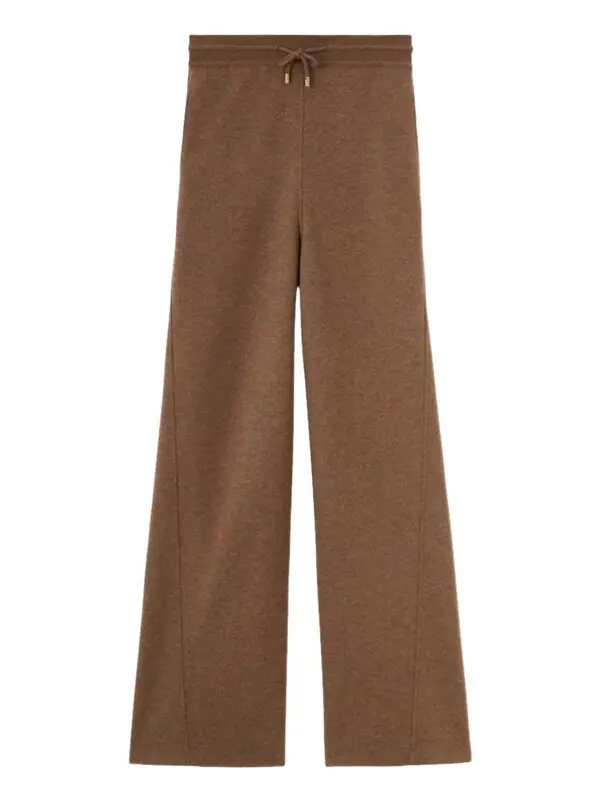 Loro Piana Wide Leg Ribbed Knit Pants - Rustic Brown Mel
