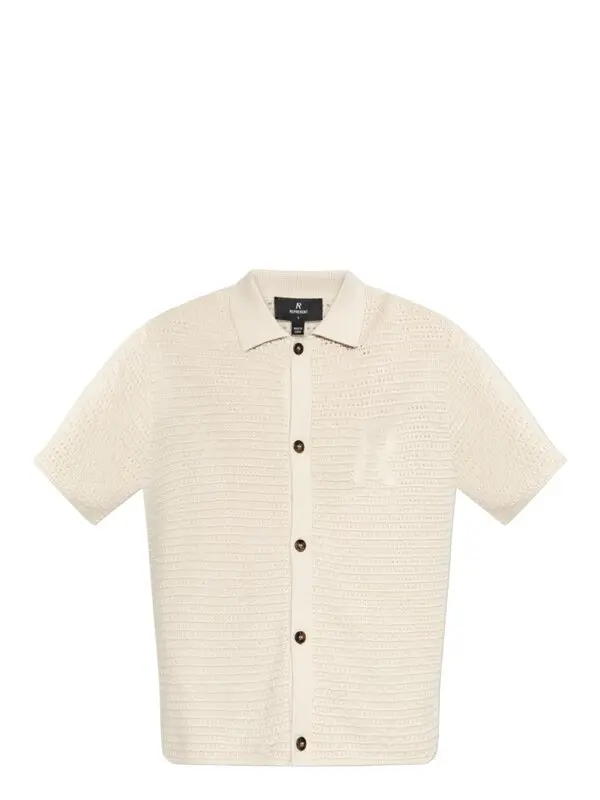 REPRESENT Crochet Short Sleeve Cardigan - Cream