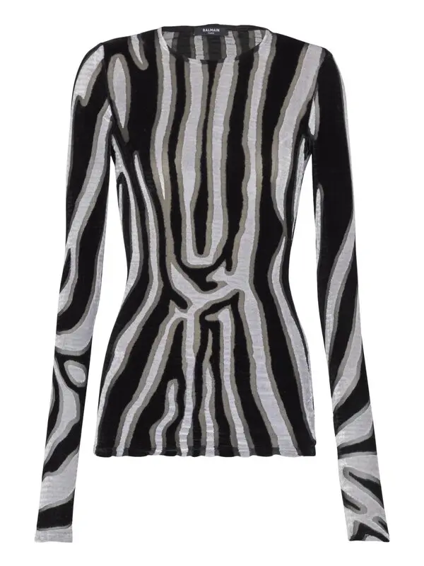 Balmain Zebra-print Velvet Bodycon Top - Black