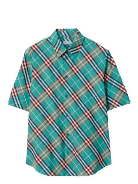 Burberry Short Sleeved Checked Shirt - Green