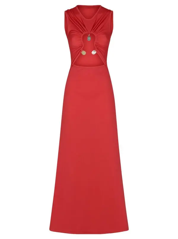 Christopher Esber Hiero Stone-embellished Cut-out Maxi Dress - Red