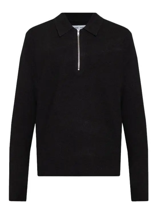 SAMSOE SAMSOE Guna Half-zip Knitted Polo Shirt - Black