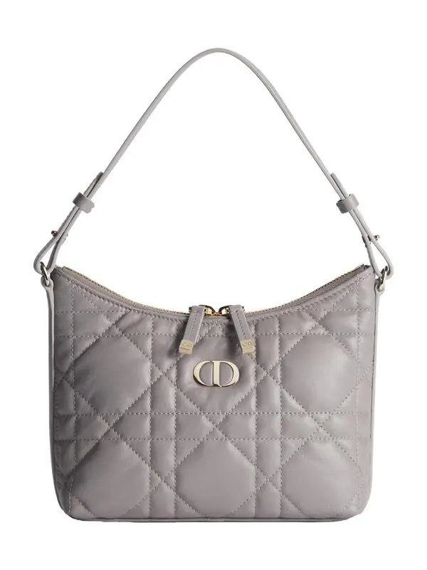 Dior Quilted Leather Zippered Shoulder Bag With Cd Logo - Trianon Gray