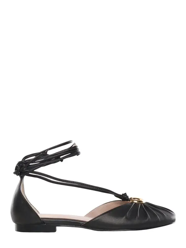 COCCINELLE Pleated Flat With Tie Fastening - Black