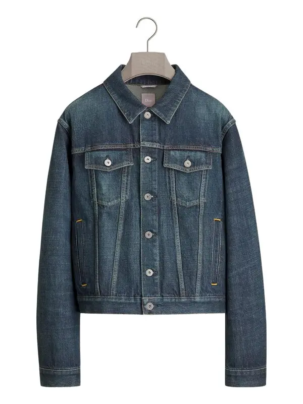 Dior Contrast-stitch Denim Jacket - Dark Blue