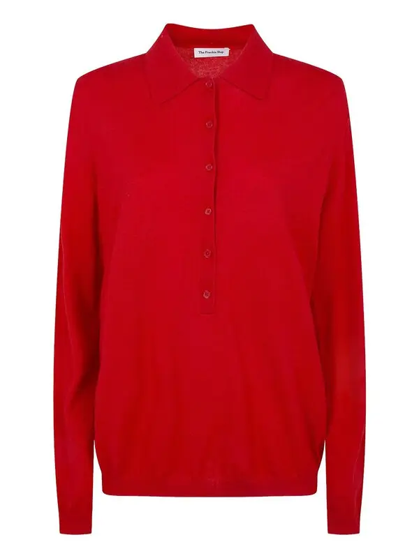 THE FRANKIE SHOP Long-sleeved Knit Polo Shirt - Red