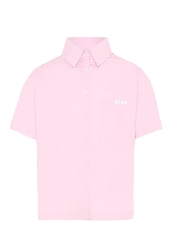 MSGM Short Sleeve Collared Buttoned Shirt - Pink