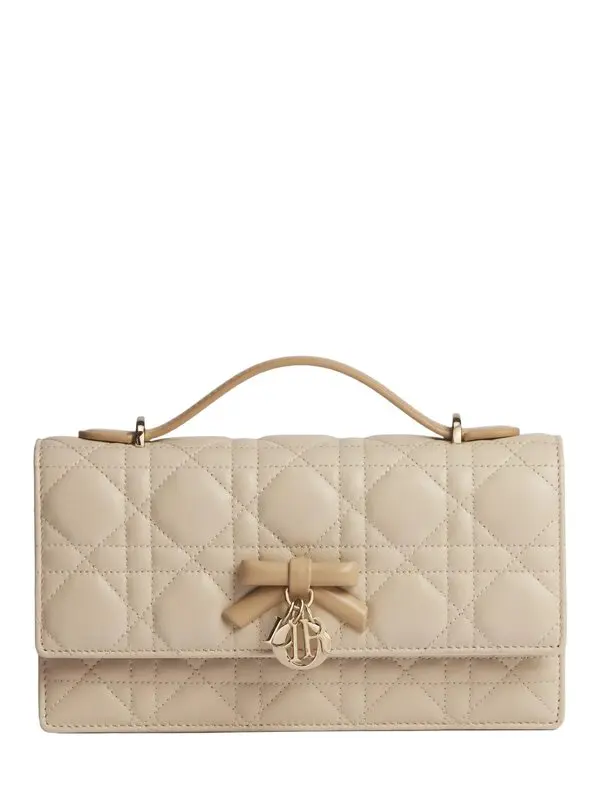 Dior Flap Shoulder Bag With Bow Detail - Camel Beige