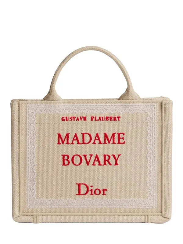 Dior Double Handle Tote Bag With Shoulder Strap - Beige/red