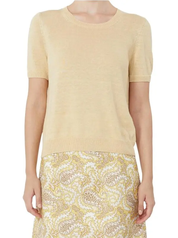 Max Mara Crew Neck Short-sleeved Knit Sweater - Nude