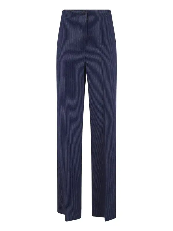 Seventy Pinstriped Button-up Casual Pants - Blue